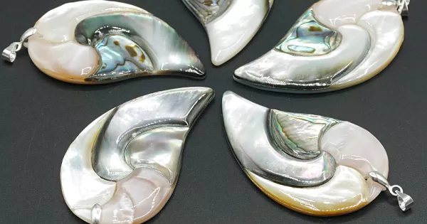 Pandantiv scoica paua si sidef - Universul Cristalelor