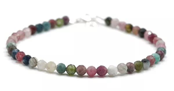 Bratara turmalina multicolor rotund fatetat - 4 mm - Universul Cristalelor
