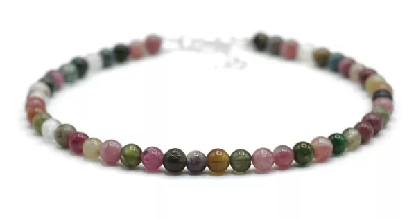 Bratara turmalina multicolor rotund slefuit - 4 mm - Universul Cristalelor