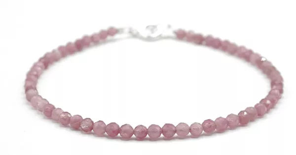 Bratara turmalina roz rotund fatetat - 3 mm - Universul Cristalelor